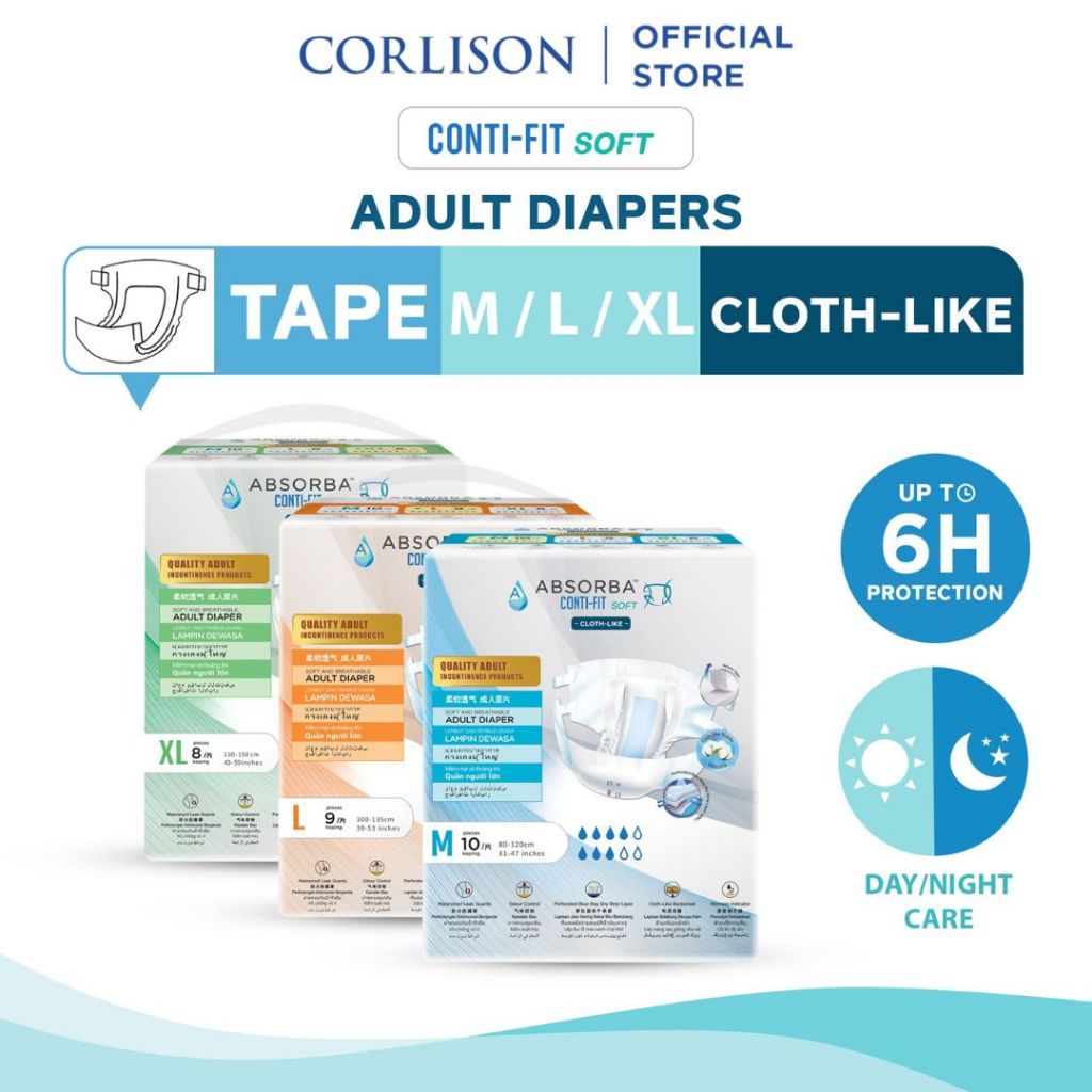 [Bundle of 8] ABSORBA ContiFit Soft Adult Diapers (M/L/XL)-absorb ...