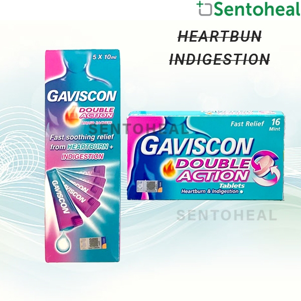 Gaviscon Double Action Liquid Sachets/ Chewable tablets - Heartburn ...