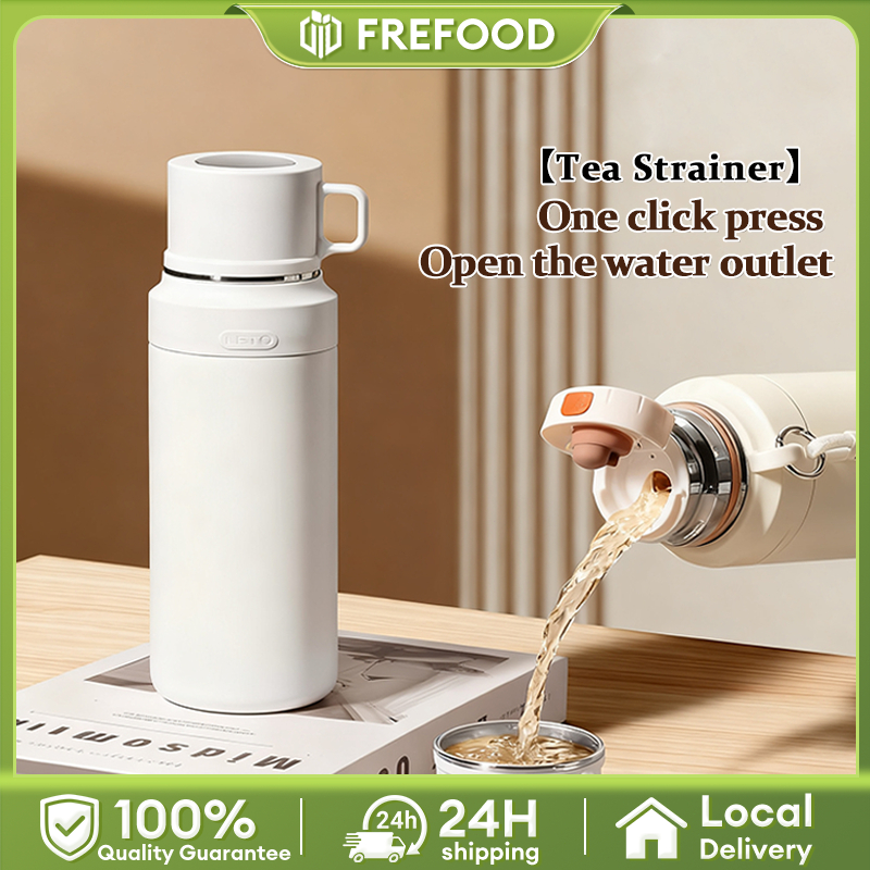 Portable Teacup with Tea Filter One-Click Lid Stainless Steel Thermos ...