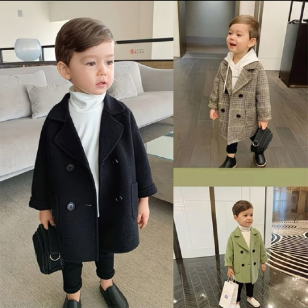 [SG] Boys Autumn Winter Coat – Wool Blazer Jacket, Warm Kids ...