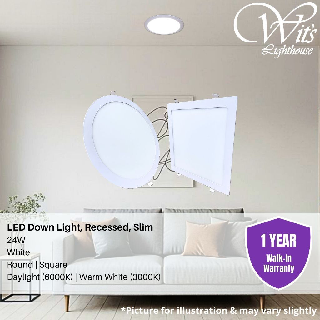 Slim LED Downlight Round Square Recessed 24W Panel Light Super Bright 1 ...