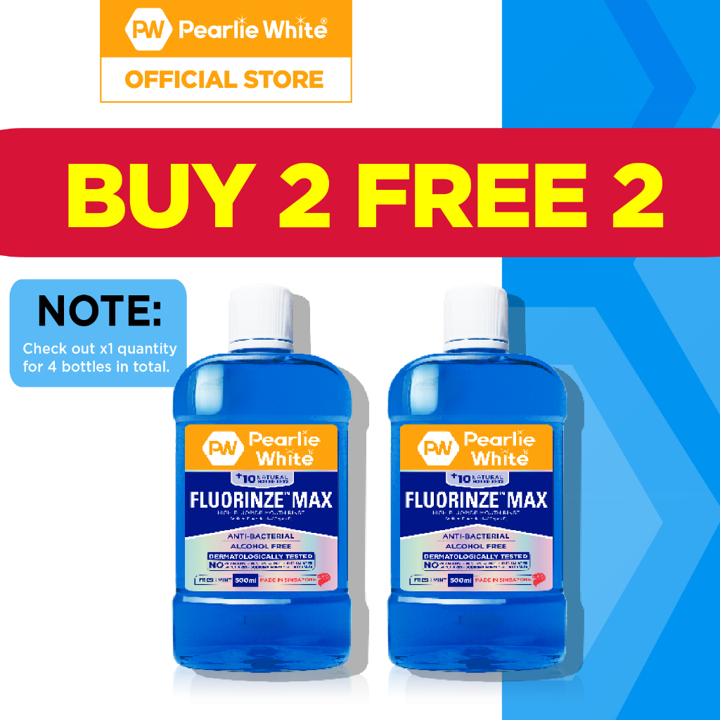 [BUY 2 FREE 2] Pearlie White Fluorinze Max High Fluoride Mouth Rinse ...