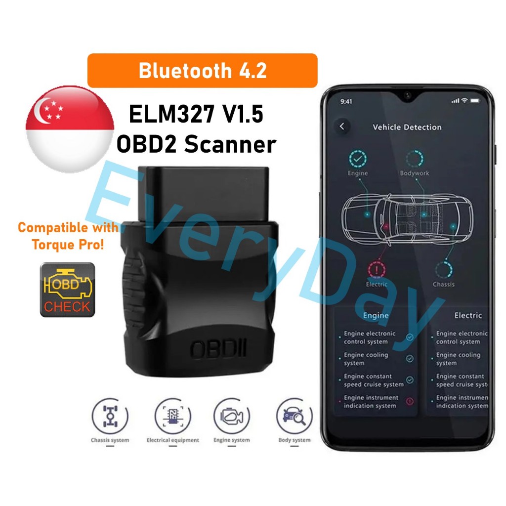 [Local SG Stock] OBD2 ELM327 Fault Code Bluetooth Reader For Torque Pro ...