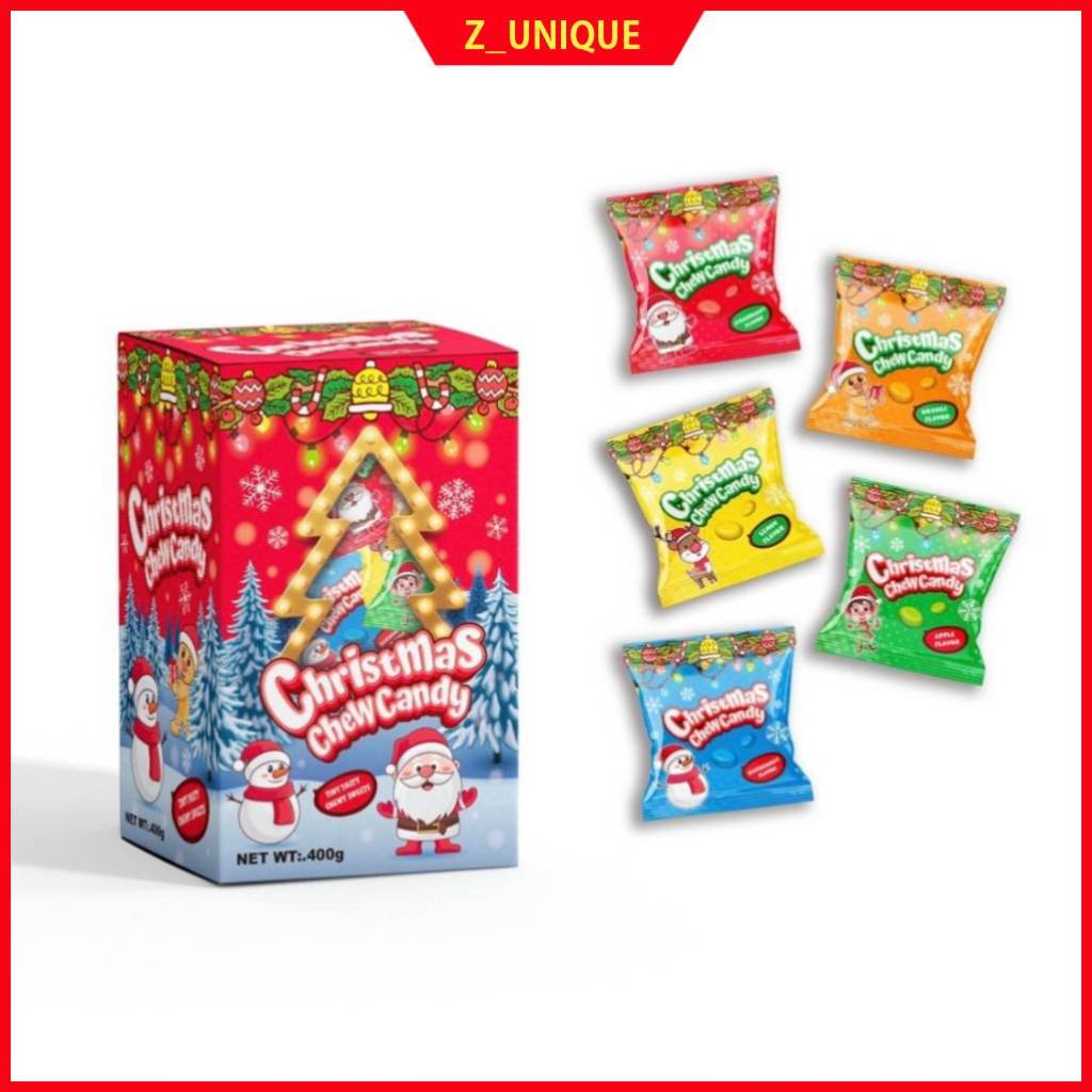 Christmas Chewy Fruit Candy Box 400g – 5 Flavors – Holiday Gift for ...