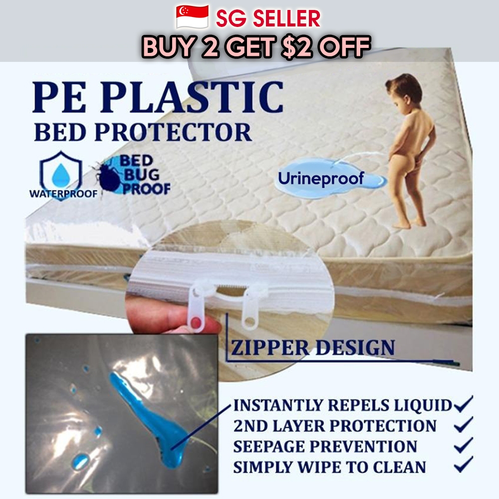 Plastic Waterproof Mattress Protector Zip Transparent Plastic Mattress ...