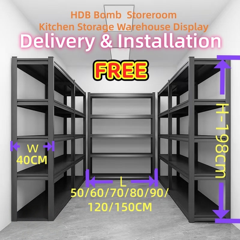 FREE Installation Heavy Duty Metal Boltless Storage Rack for HDB Bomb Shelter Store Room Kitchen ...