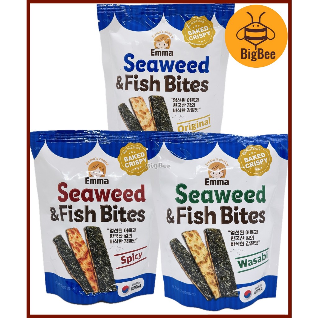 Emma's Choice - 25g/pack Seaweed & Fish Bites Original / Spicy / Wasabi ...