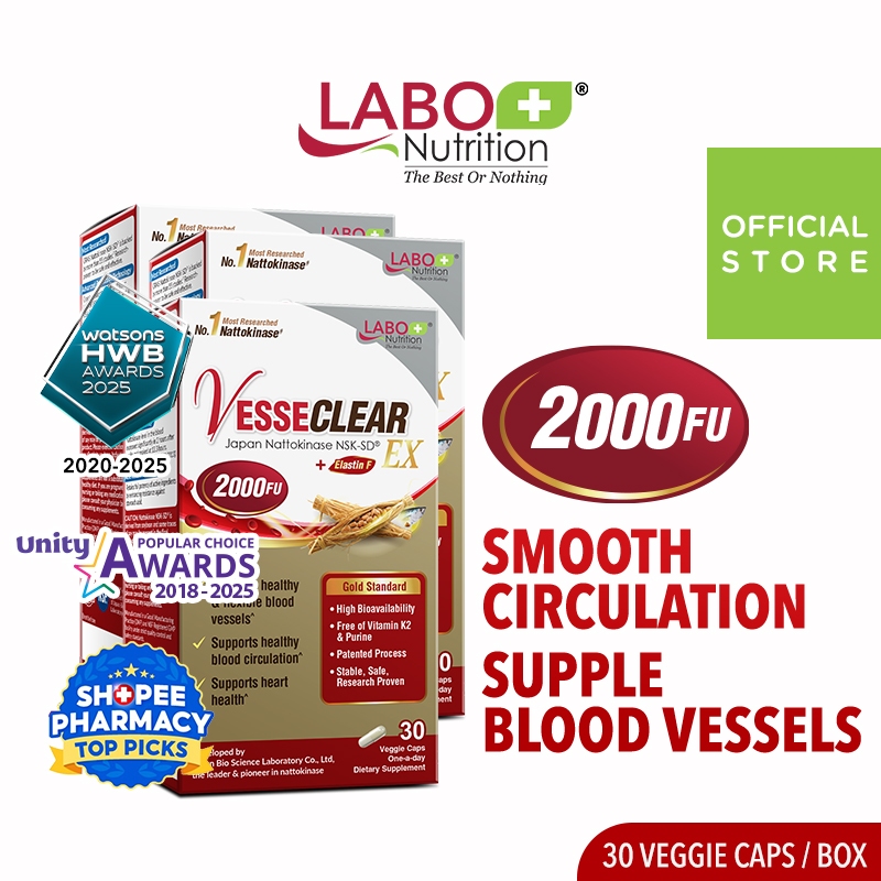 [3 Boxes] LABO Nutrition VesseCLEAR EX 2000FU Nattokinase - Clean Blood ...