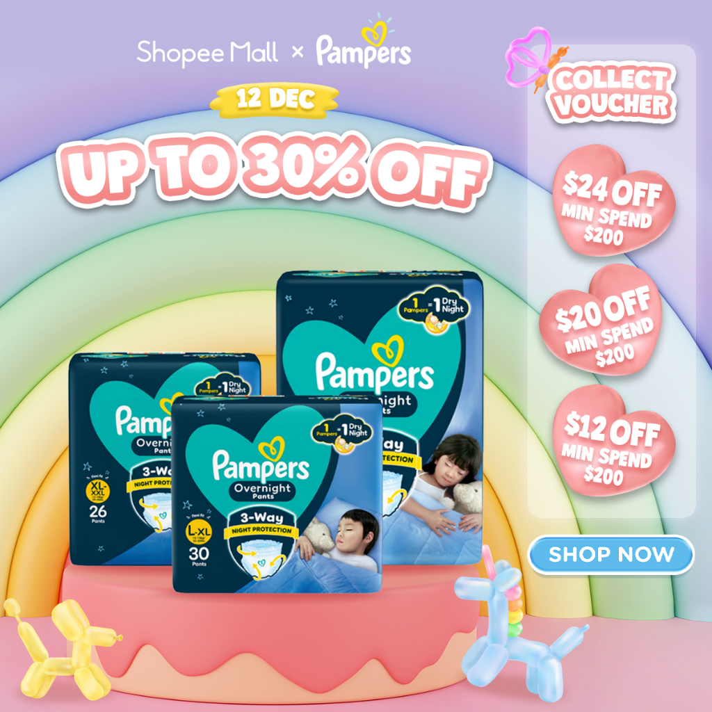 [1 Carton] Pampers Overnight Pants Assorted (4 packs) | Shopee Singapore