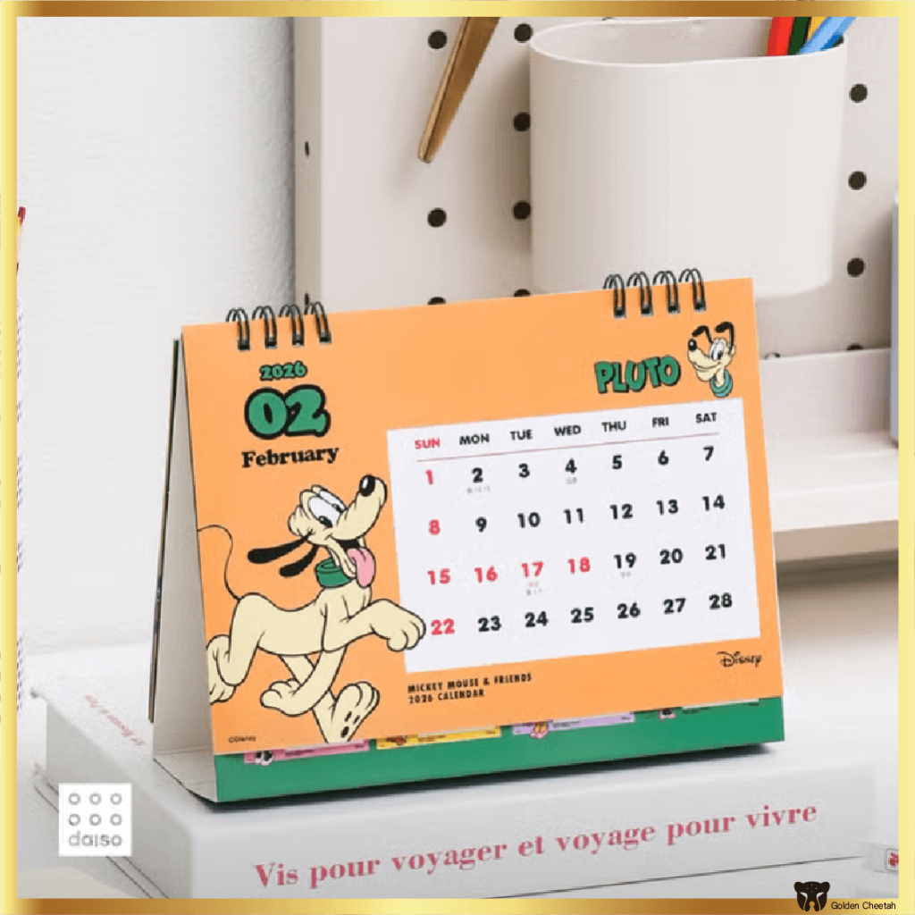 Disney Mickey & Friends 2026 Desk Calendar (Daiso Korea) | Shopee Singapore