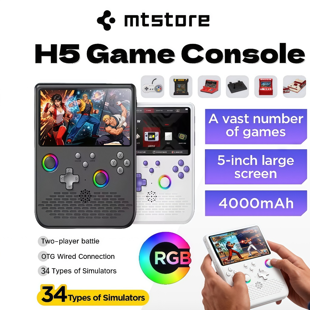 Christmas gifts Upgraded H5 HD Screen Retro Handheld Video Game Console 5.0 Inch RPG role ...