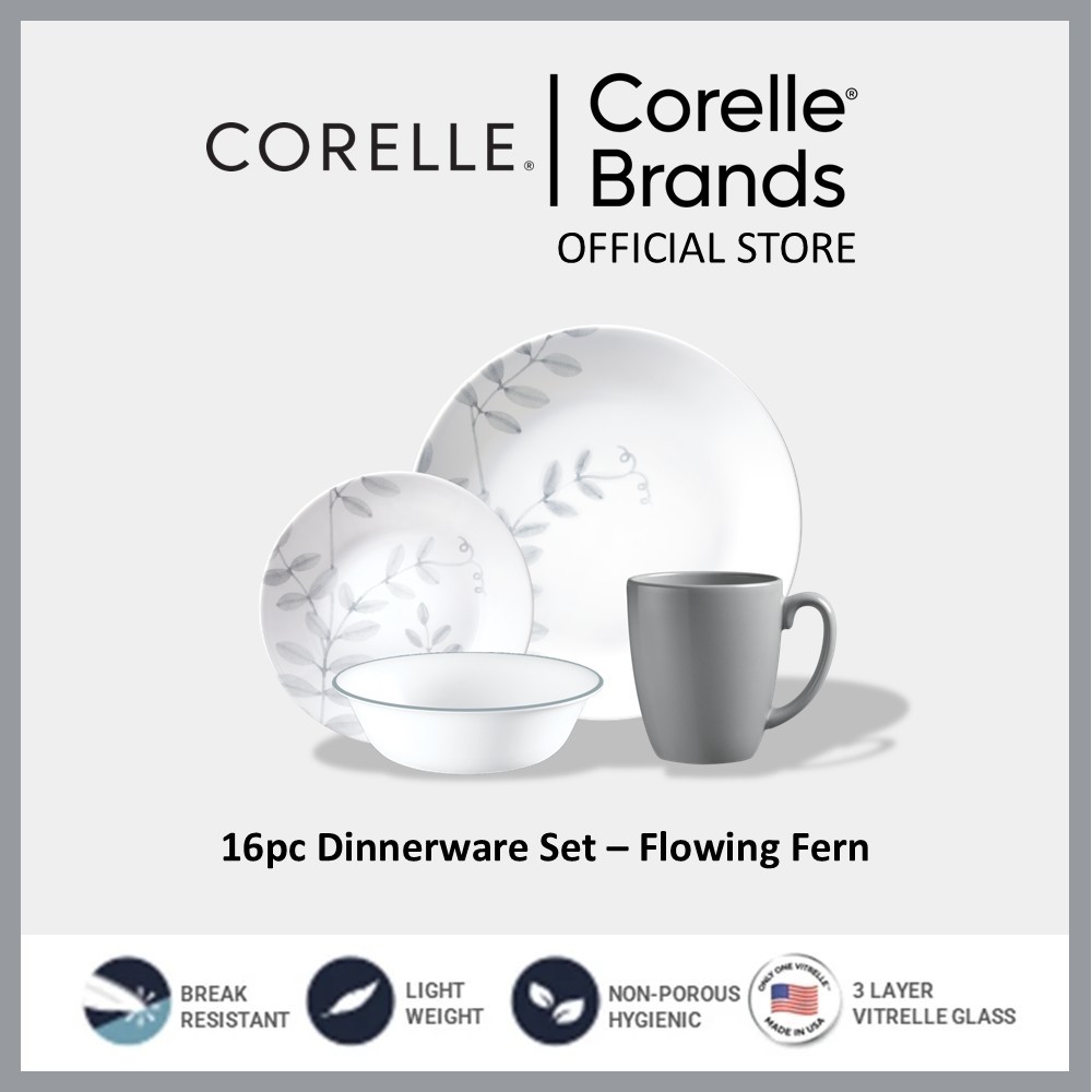CORELLE 16pc Dinnerware Set – Flowing Fern | Shopee Singapore