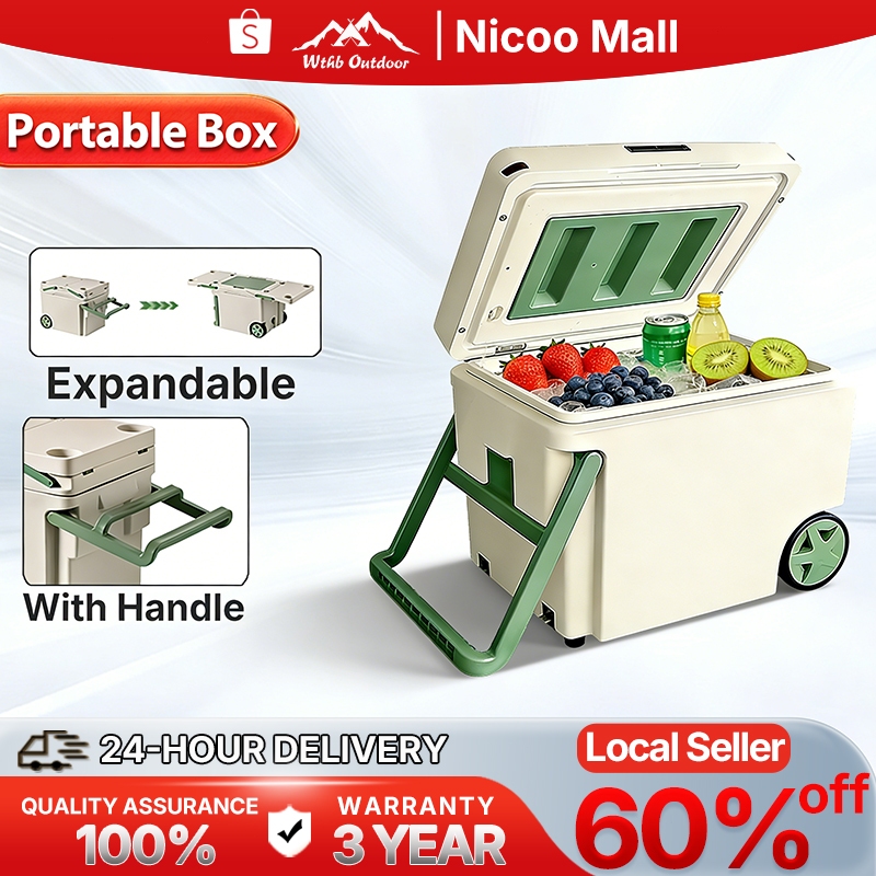 [NICOO] Portable Cooler Box for Moving Storage Ice Box With Wheels Food ...