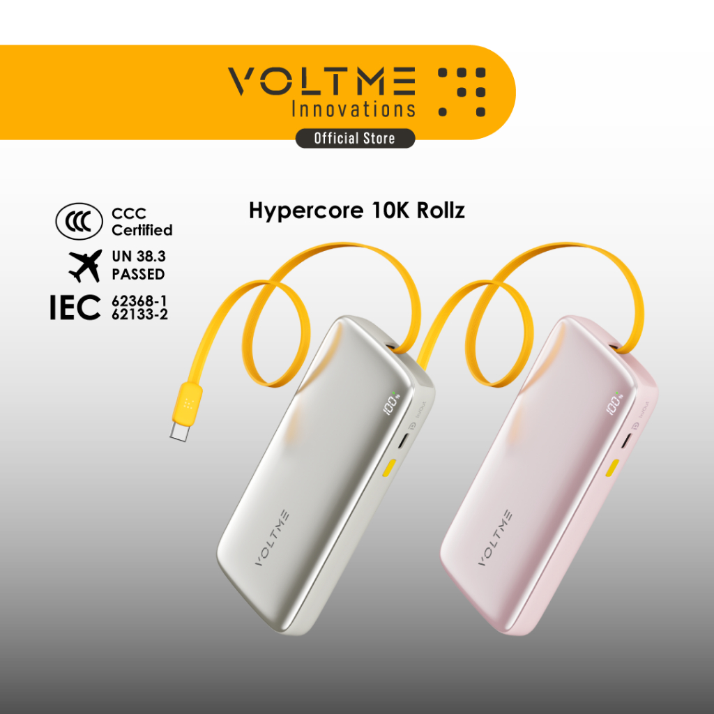 VOLTME Hypercore Rollz Retractable Cable | 10,000mAh | CCC PowerBank ...