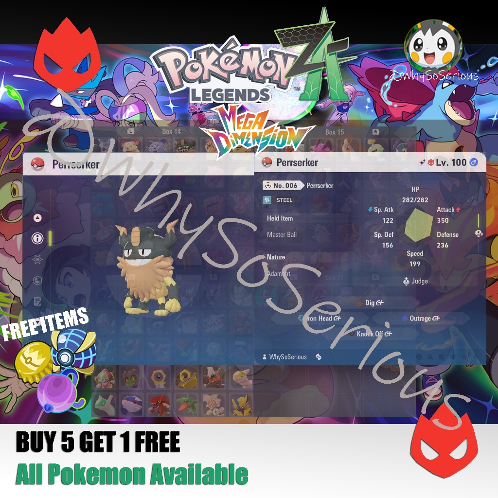 Nintendo Switch Pokemon Legends ZA Shiny Battle Ready Perrserker ...