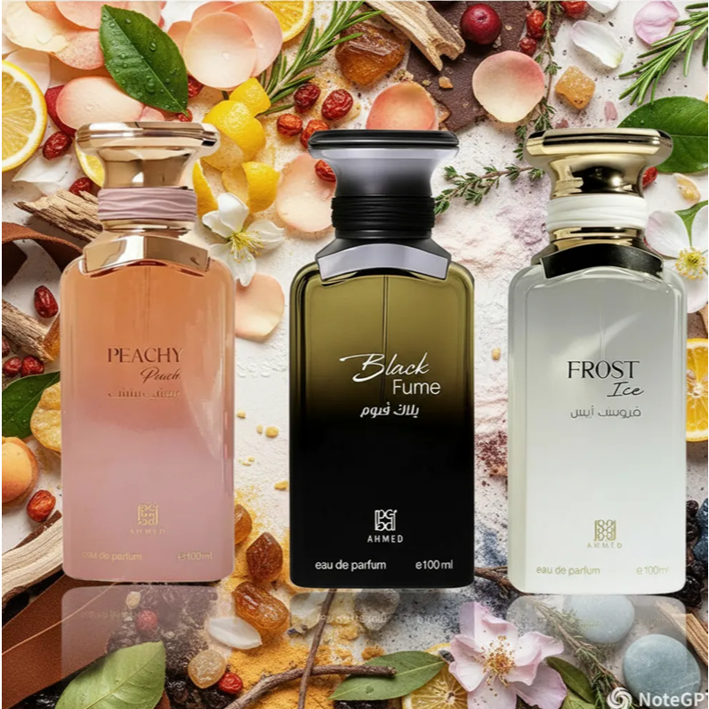 Ahmed Al Maghribi Perfumes🌟Black Fume💫Frost Ice💫Peachy Peach🌟EDP-100ml ...