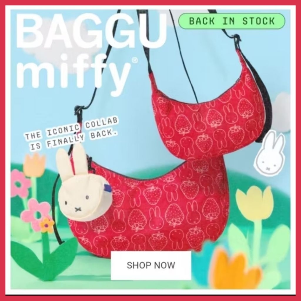 💫 SG 🇸🇬 STOCK 🛍 AUTHENTIC BAGGU & 🐰 MIFFY 🍓 UO EXCLUSIVE NYLON CRESCENT ...