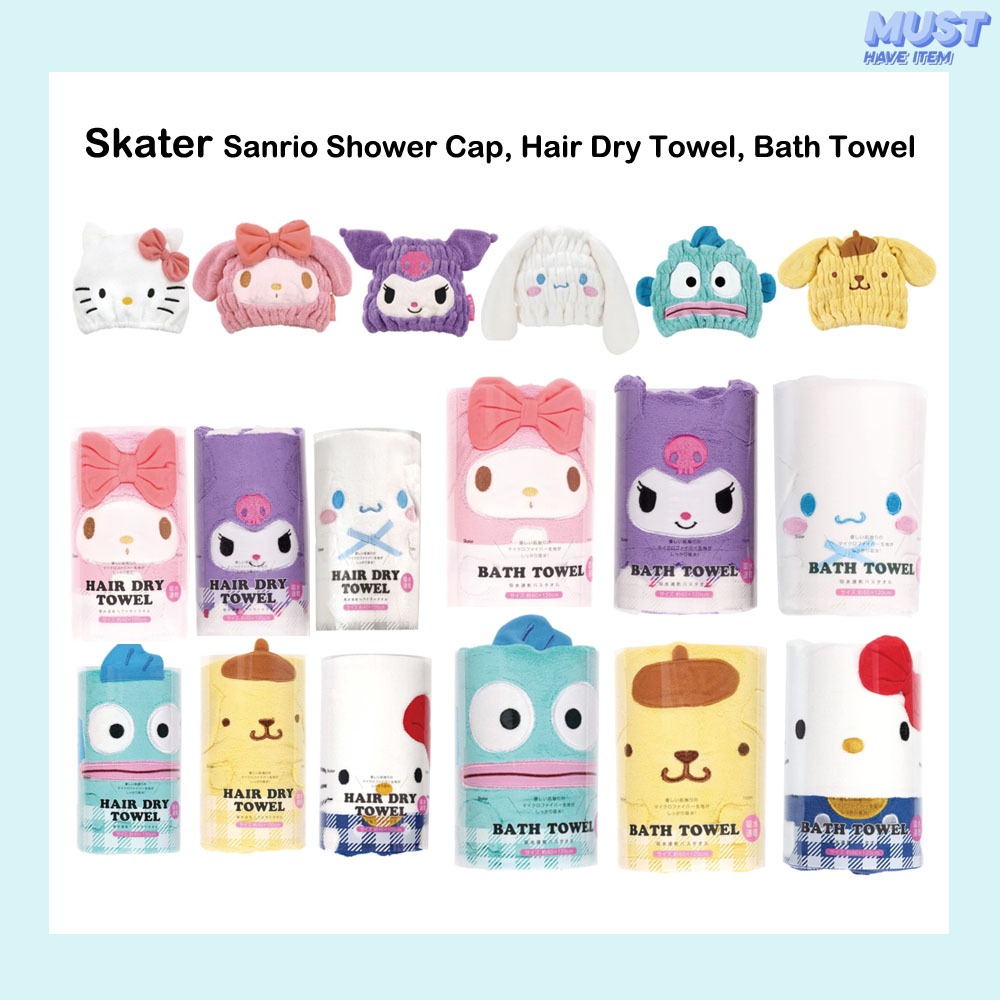 Skater Sanrio Shower Cap, Sanrio Hair Dry Towel, Sanrio Bath Towel ...