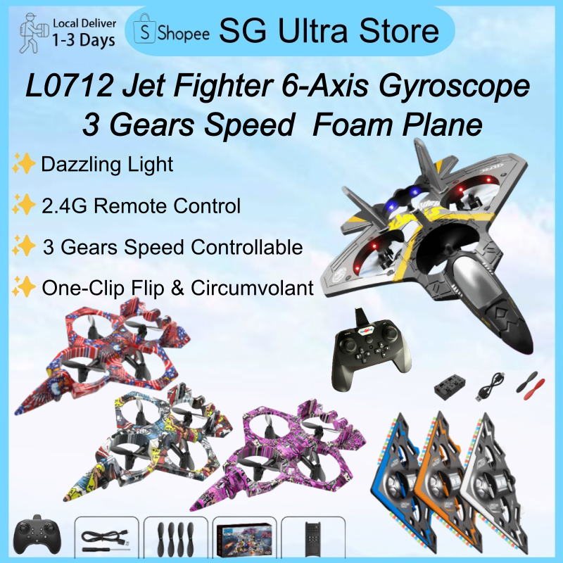 L0712 Jet Fighter Remote Control Six axis gyroscope Aircraft Foam Plane ...