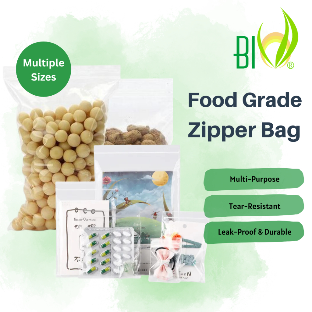 BIO Biodegradable LDPE Food Grade Zipper Bag (Multiple Sizes Available ...