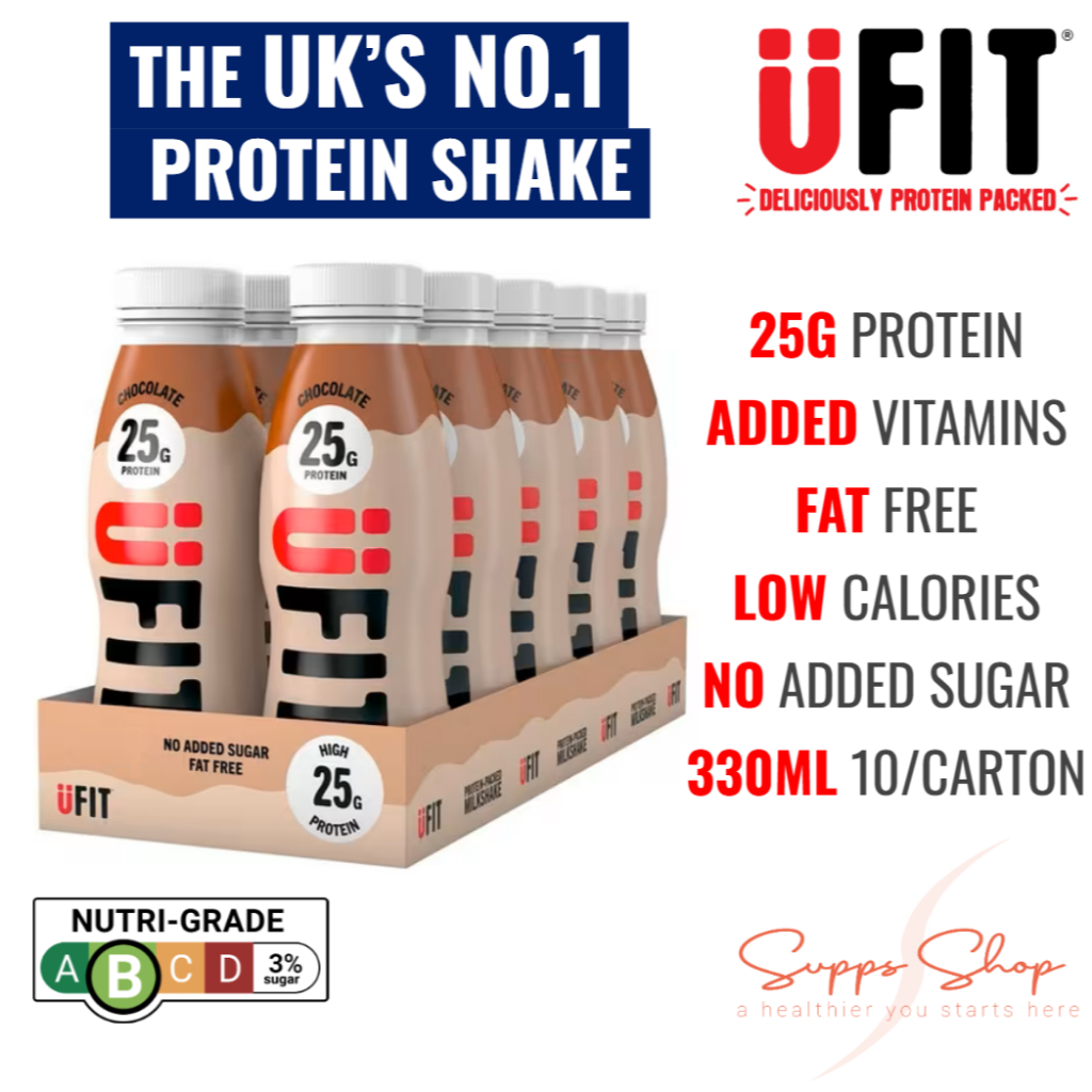 UFIT 25g High Protein Shake RTD Drink, 10 x 330ML Carton -Promotes a ...
