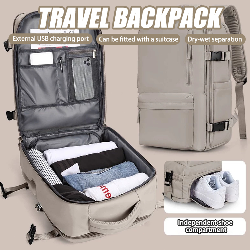 [SG]Travel Backpack 30-45L with USB Port Waterproof Cabin Backpack with ...