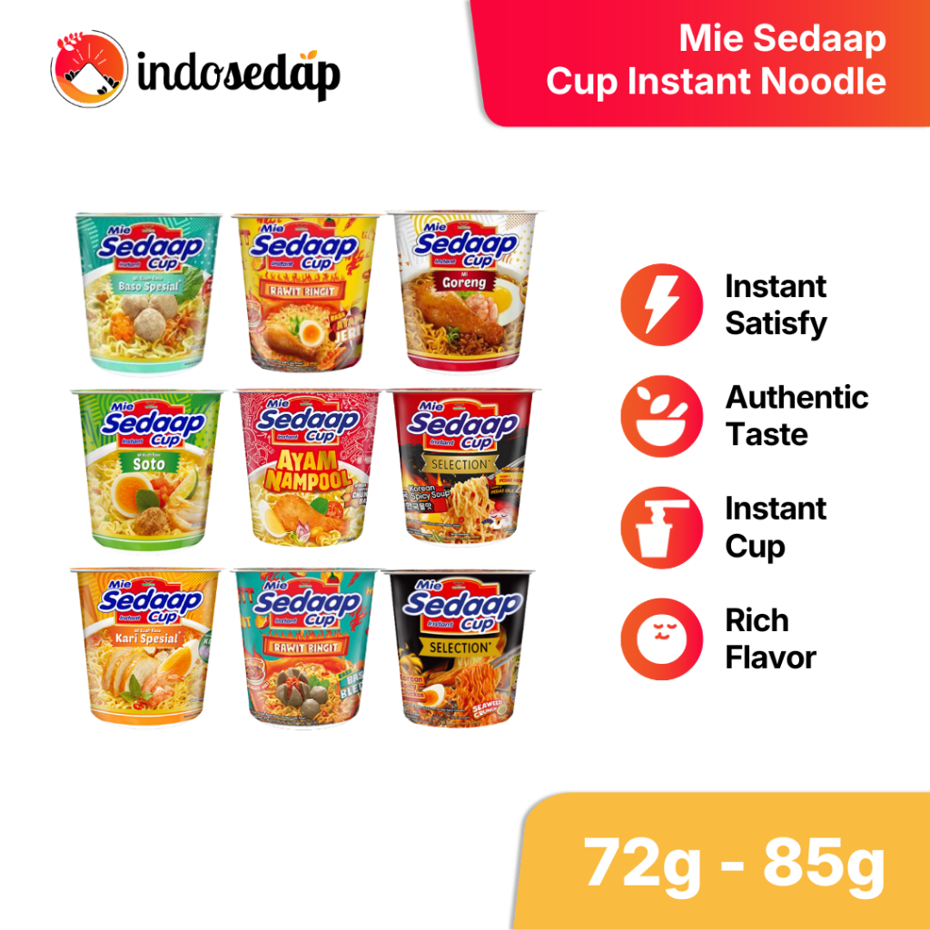 IndoSedap Mie Sedaap Cup Instant Noodle | Authentic Original Indonesian ...