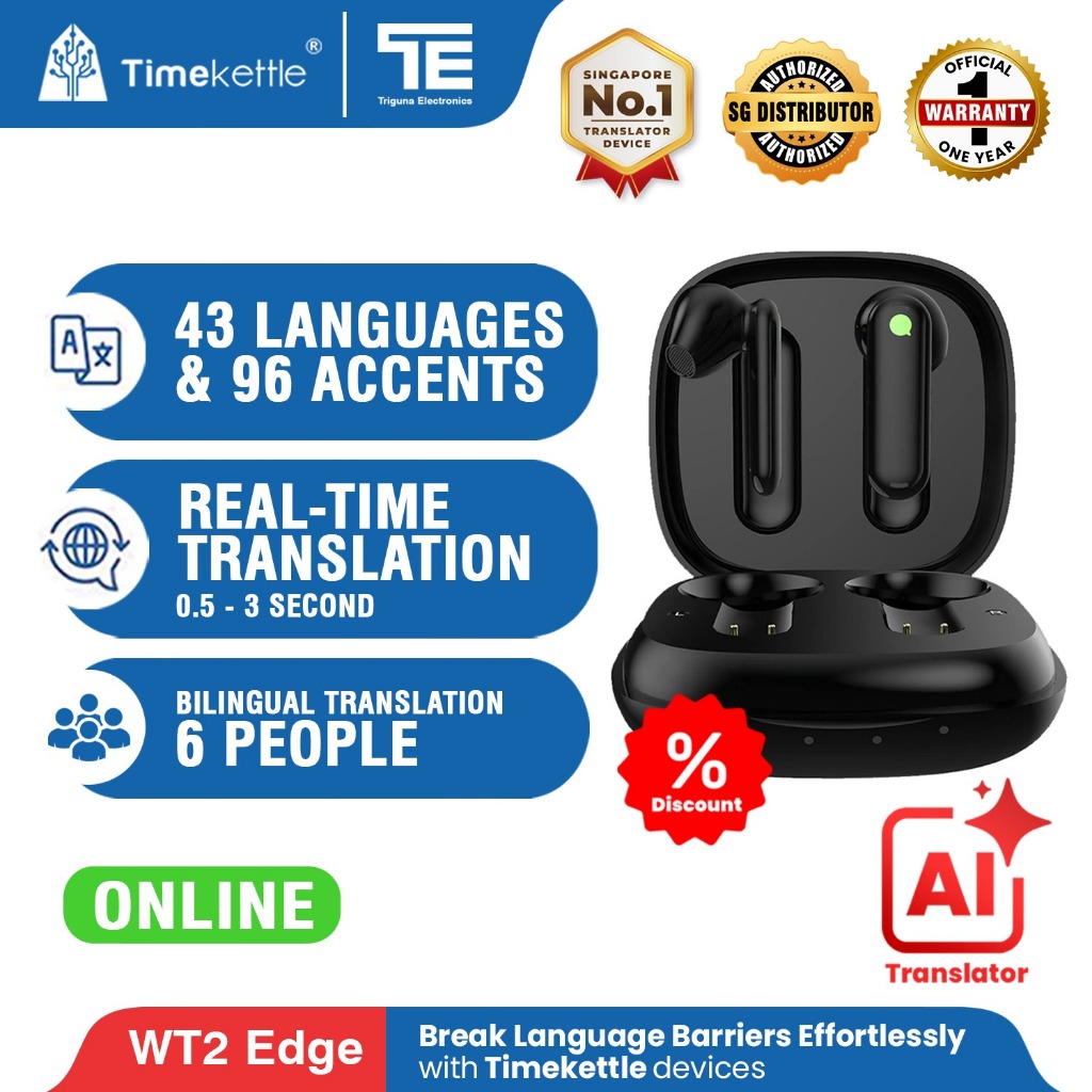 Timekettle WT2 Edge Translator Earbuds ONLINE| SG 1 Year Warranty | 2 ...
