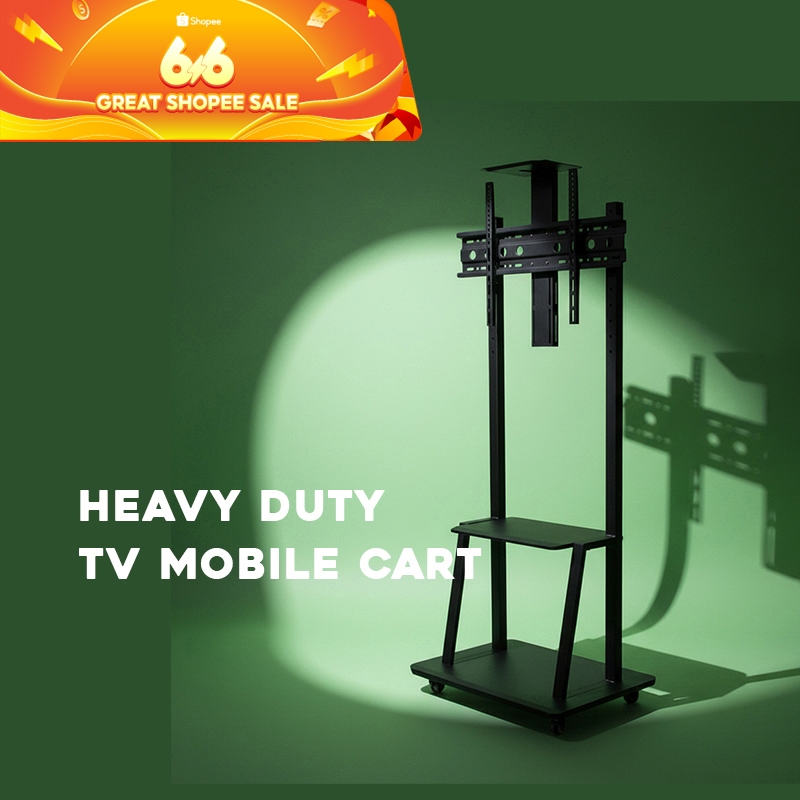 HEAVY DUTY TV stand with wheels table tv mobile cart commercial home 43 ...