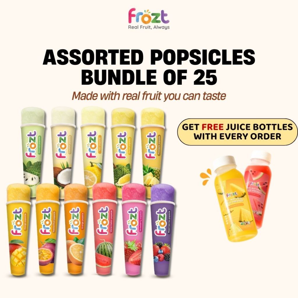 Frozt | Fruit Popsicles Bundle of 25 – Real Fruit, Halal Healthy Snack ...