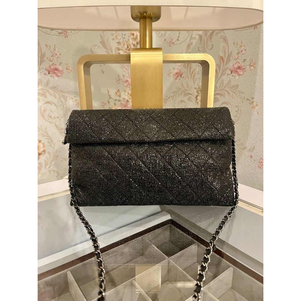 (Freshoff) Preloved Chanel Quilted Glitter Coated Canvas Evening ...