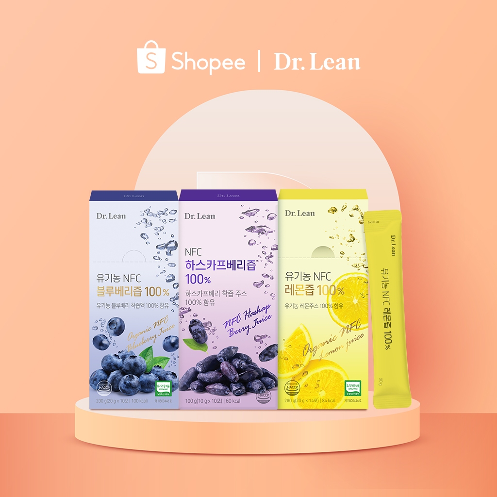 Dr.Lean Organic NFC Lemon Juice 100% 1Box (20g x 14 sticks-Liquid Type ...