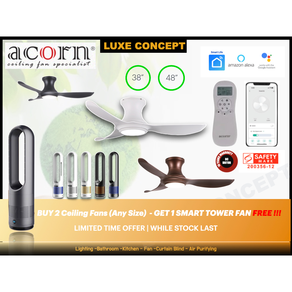 LUXE - ACORN DC368H Smart Ceiling Fan 38/48/58“ （WI-FI）with remote ...