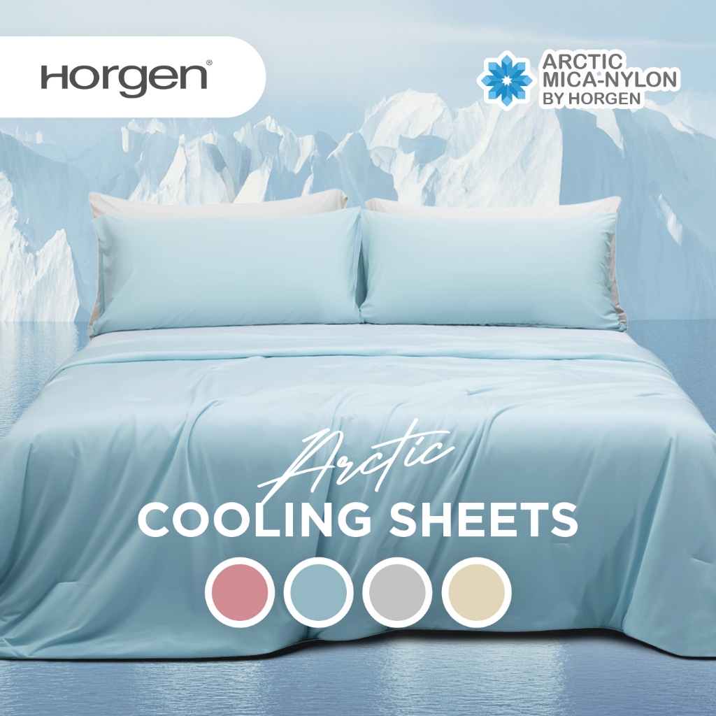 Horgen Arctic Cool Mica Nylon Fitted Sheet Set | Duo Tone | Ultra ...