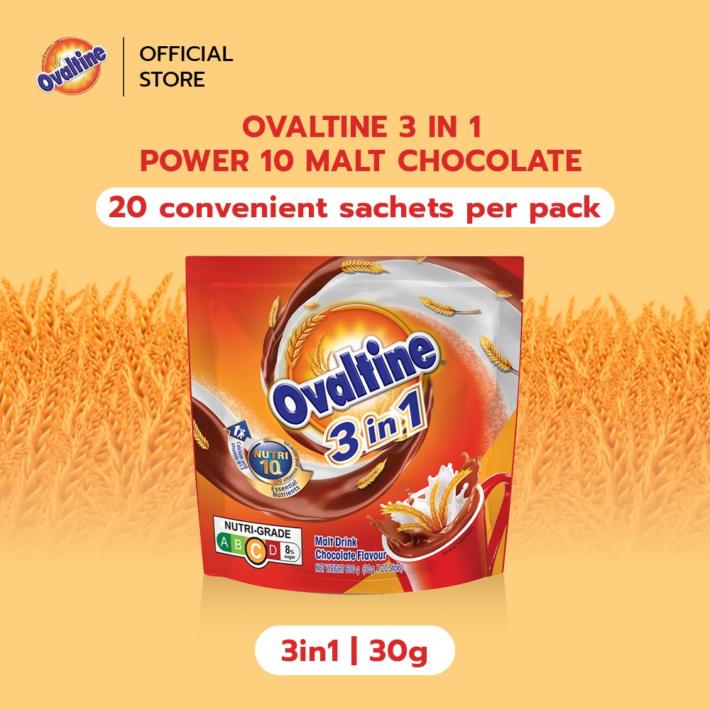 Ovaltine 3 In 1 Power 10 Malt Chocolate (20 sticks x 30g) | Shopee ...
