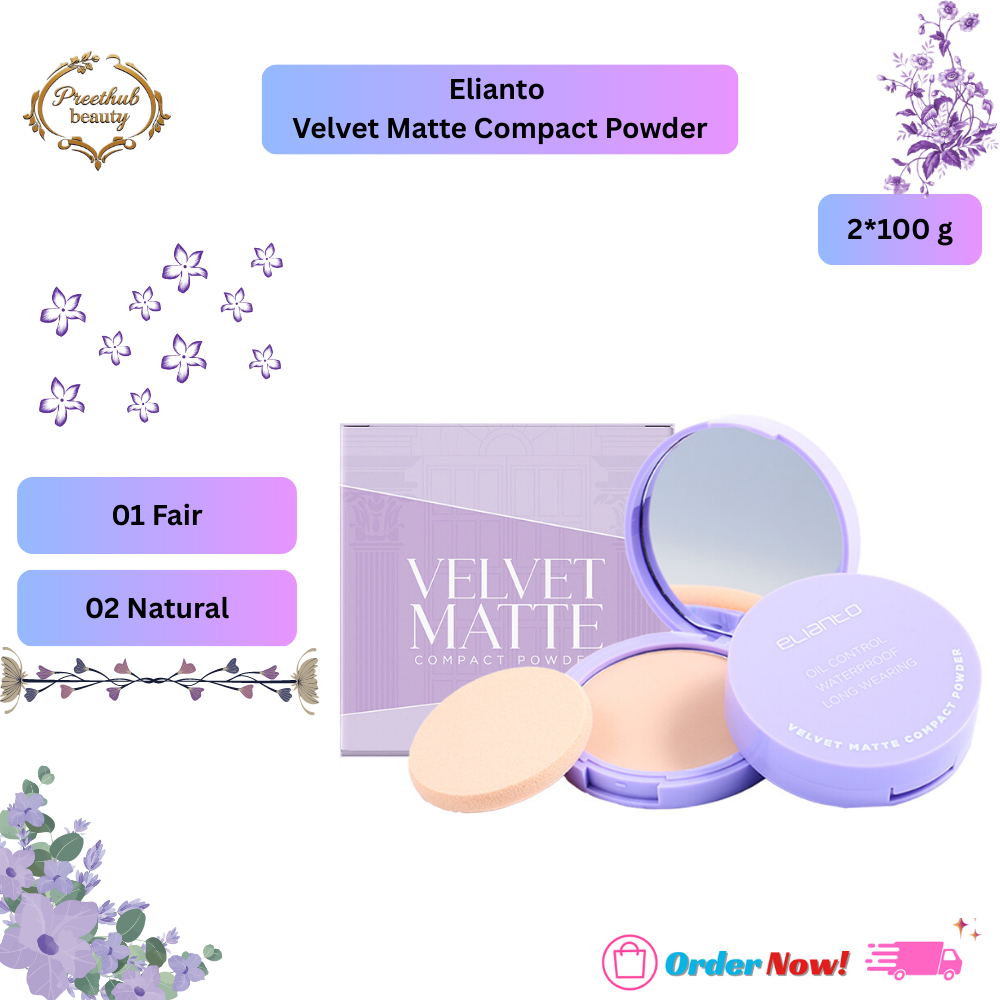 Elianto Velvet Matte Compact Powder (Natural Coverage/Creamy Smooth ...