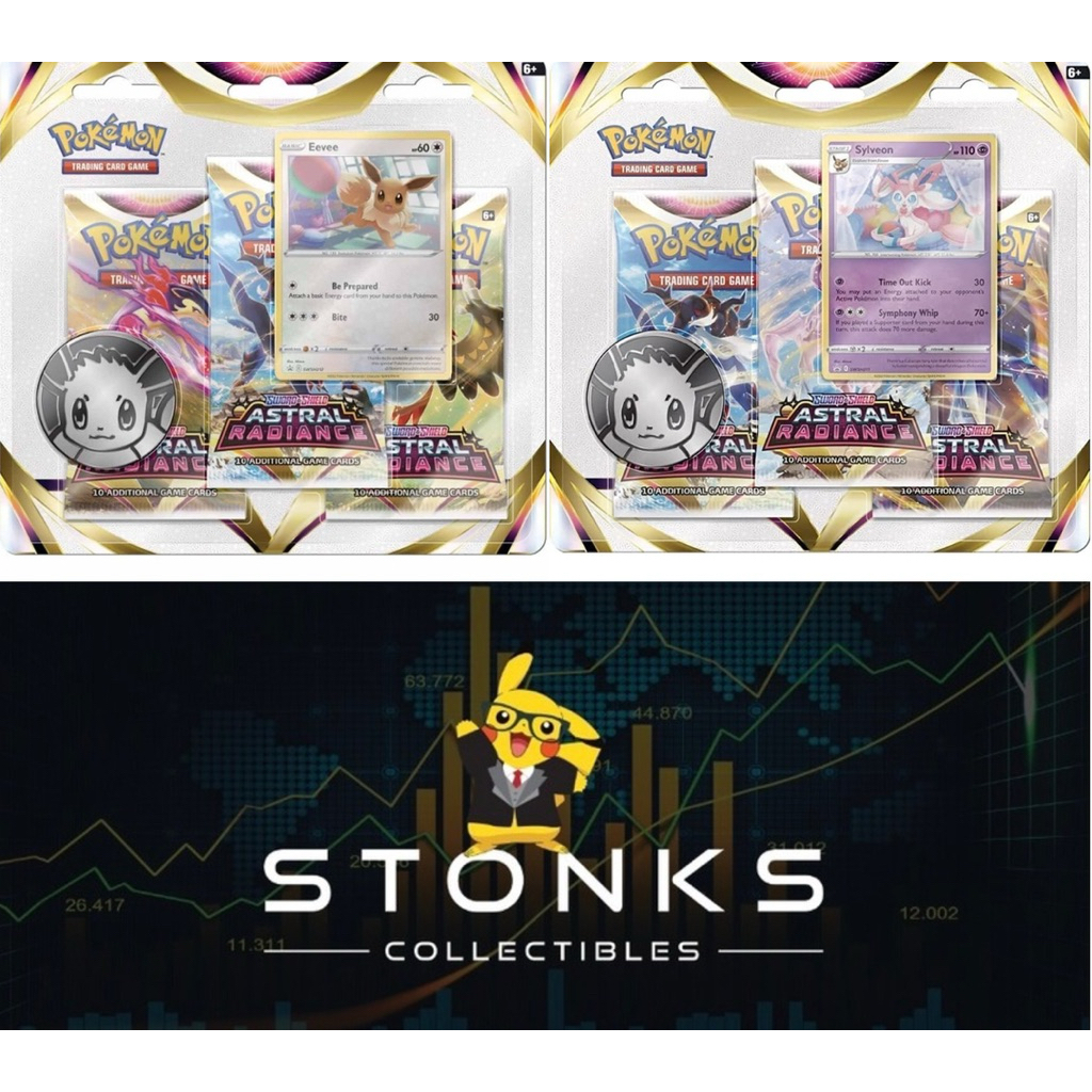 Pokemon TCG Astral Radiance 3 pack blister (SET OF BOTH VARIATION ...