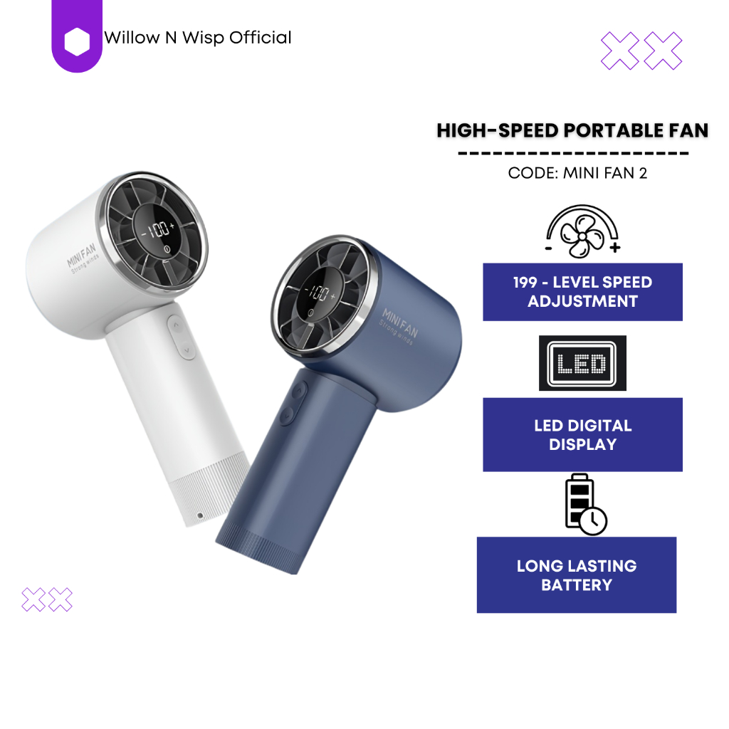 High-Speed Portable Fan | Mini Handheld Turbo Wind with LED Screen ...