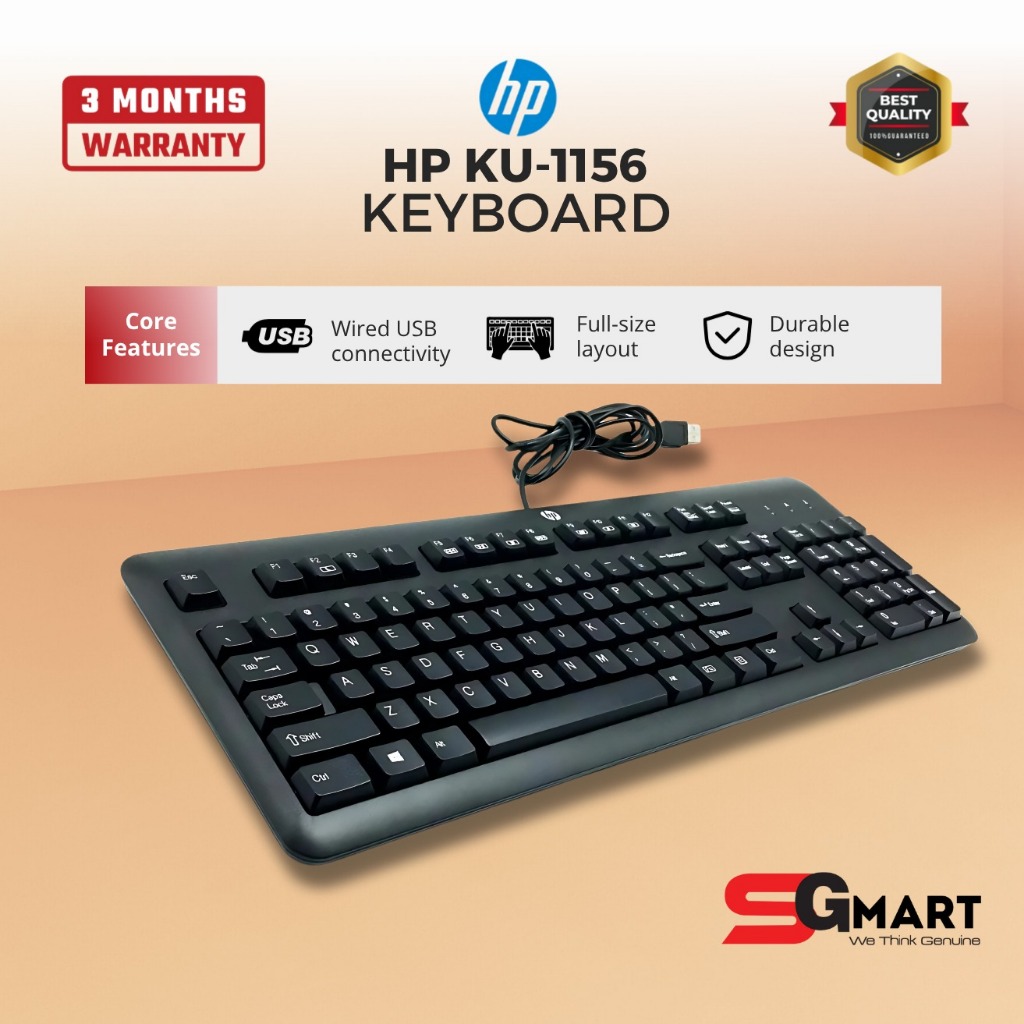 HP KU-1156 Black Full Size 104 Keys USB-Wired Keyboard | Shopee Singapore