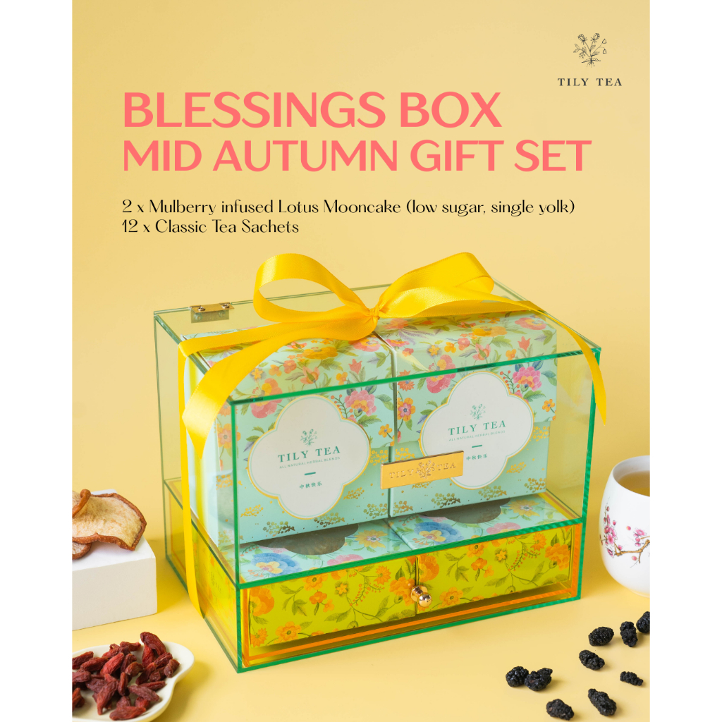 Mid Autumn Gift Blessings Box - Mulberry Mooncake & Caffeine Free ...