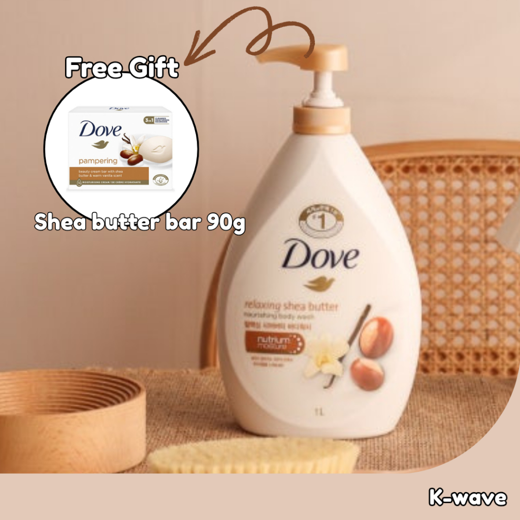 Dove Relaxing Shea Butter Body Wash with Vanilla Scent 1L ***Free Gift ...