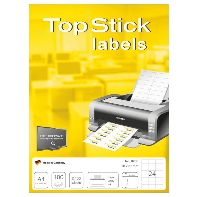 The Office Shoppe - TopStick Address Mailing Labels, 24 Labels Per A4 ...