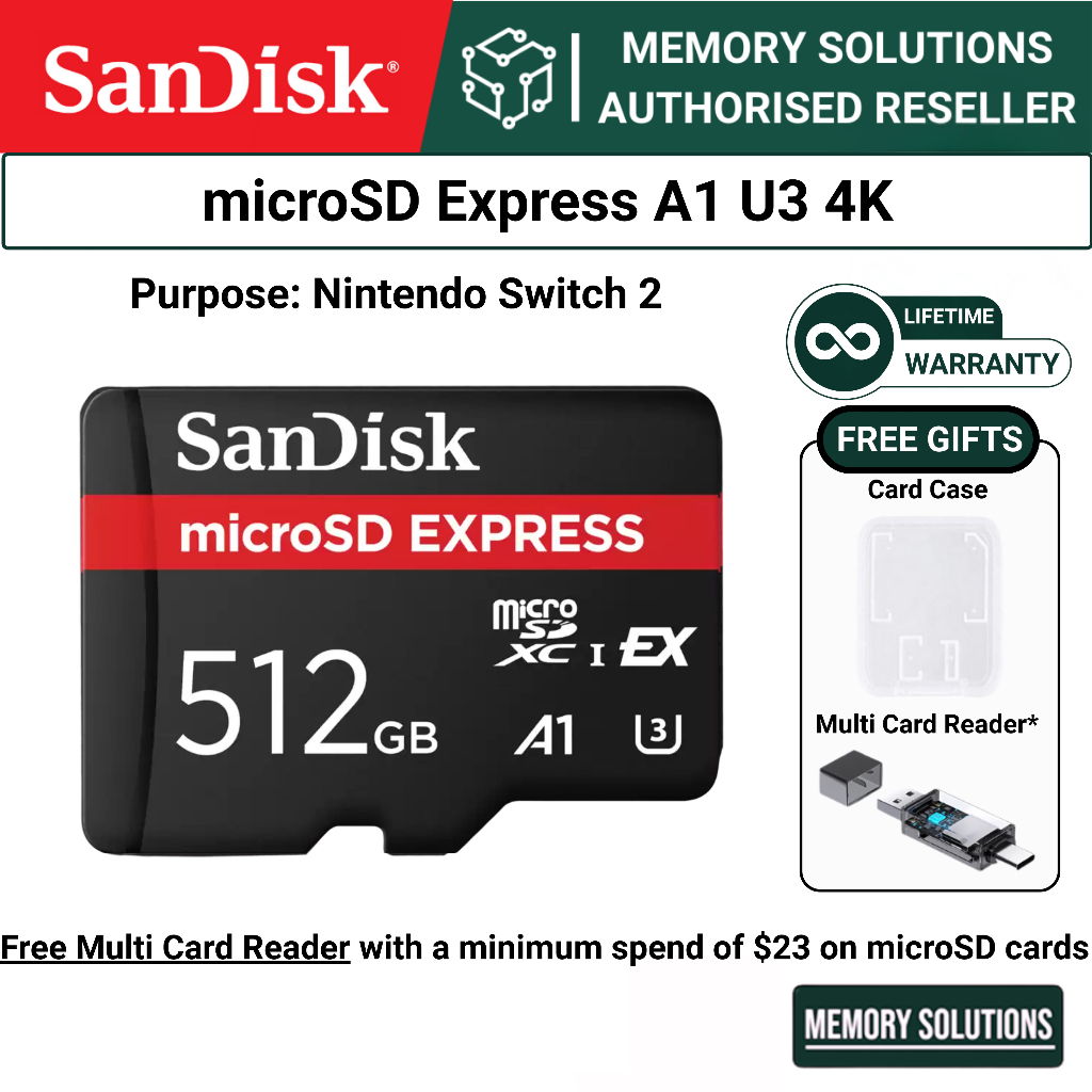 Sandisk microSD Express Card A1 U3 4K For Nintendo Switch 2 Read 880MB ...