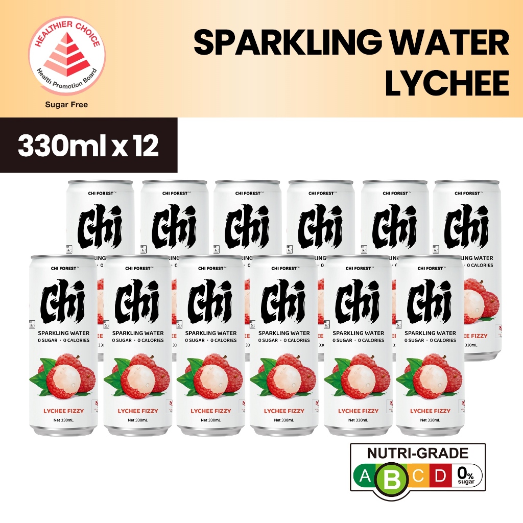 [1 Carton] Chi Forest Lychee Fizzy Soda Sparkling Water Drink (12x330ml ...