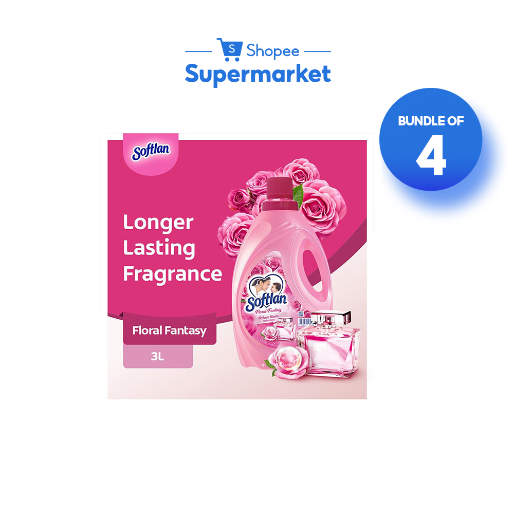 [Bundle of 4] Softlan Anti Wrinkles Floral Fantasy Pink Fabric Softener ...