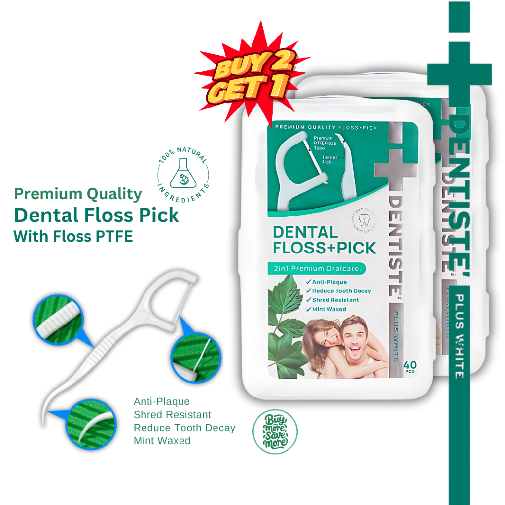 Buy 2 Get 1 Free - Dentiste Dental Floss Pick 40pcs(Mint Flavor/New ...