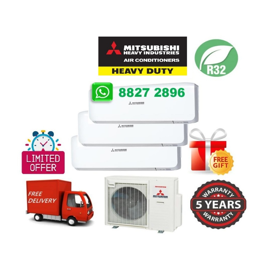 MITSUBISHI HEAVY (R32) AIRCON SYSTEM 3 AIRCON + FREE SITE SURVEY + FREE ...