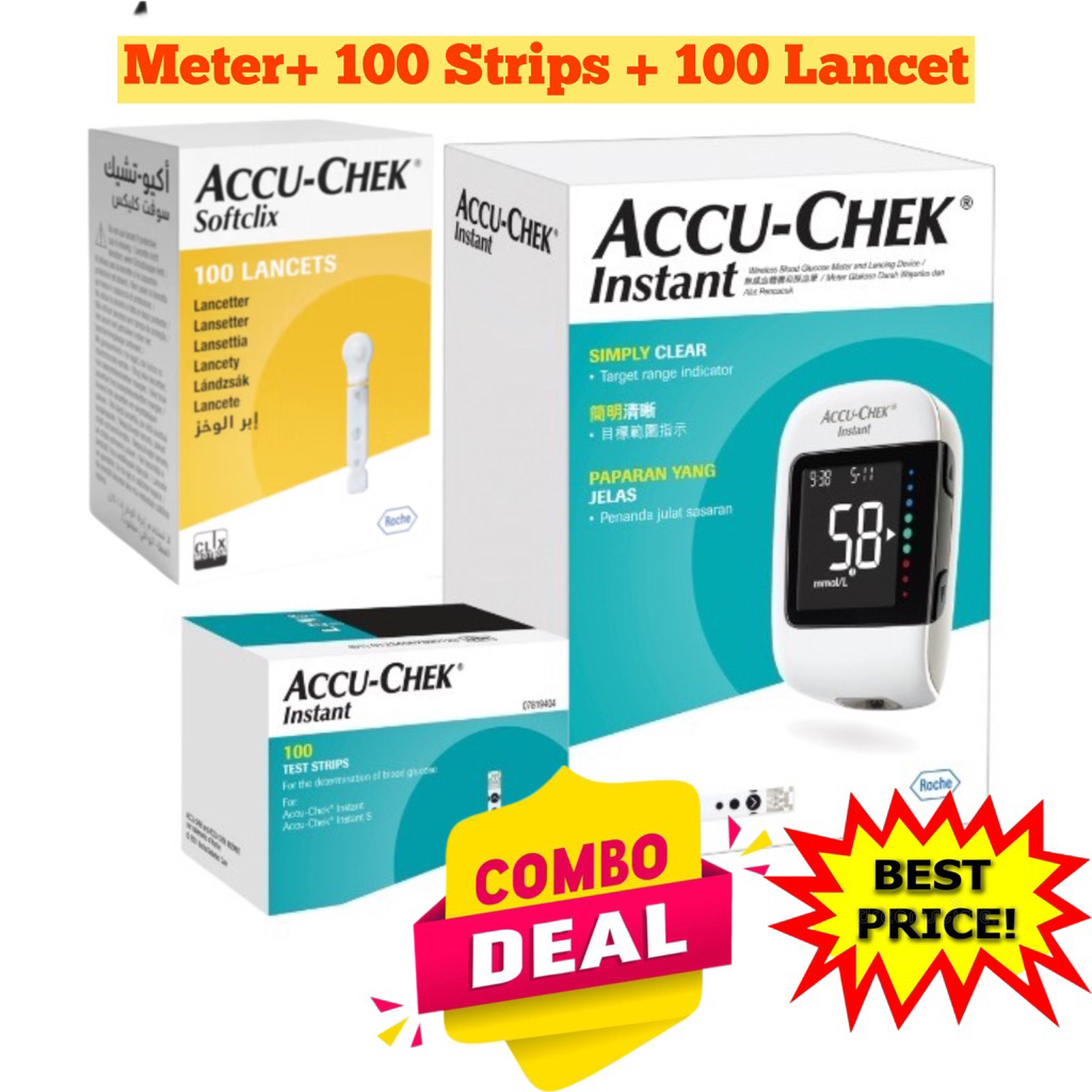 [🇸🇬Combo Deal] Accu Chek Instant Glucose Meter Set (Meter+100Strips ...