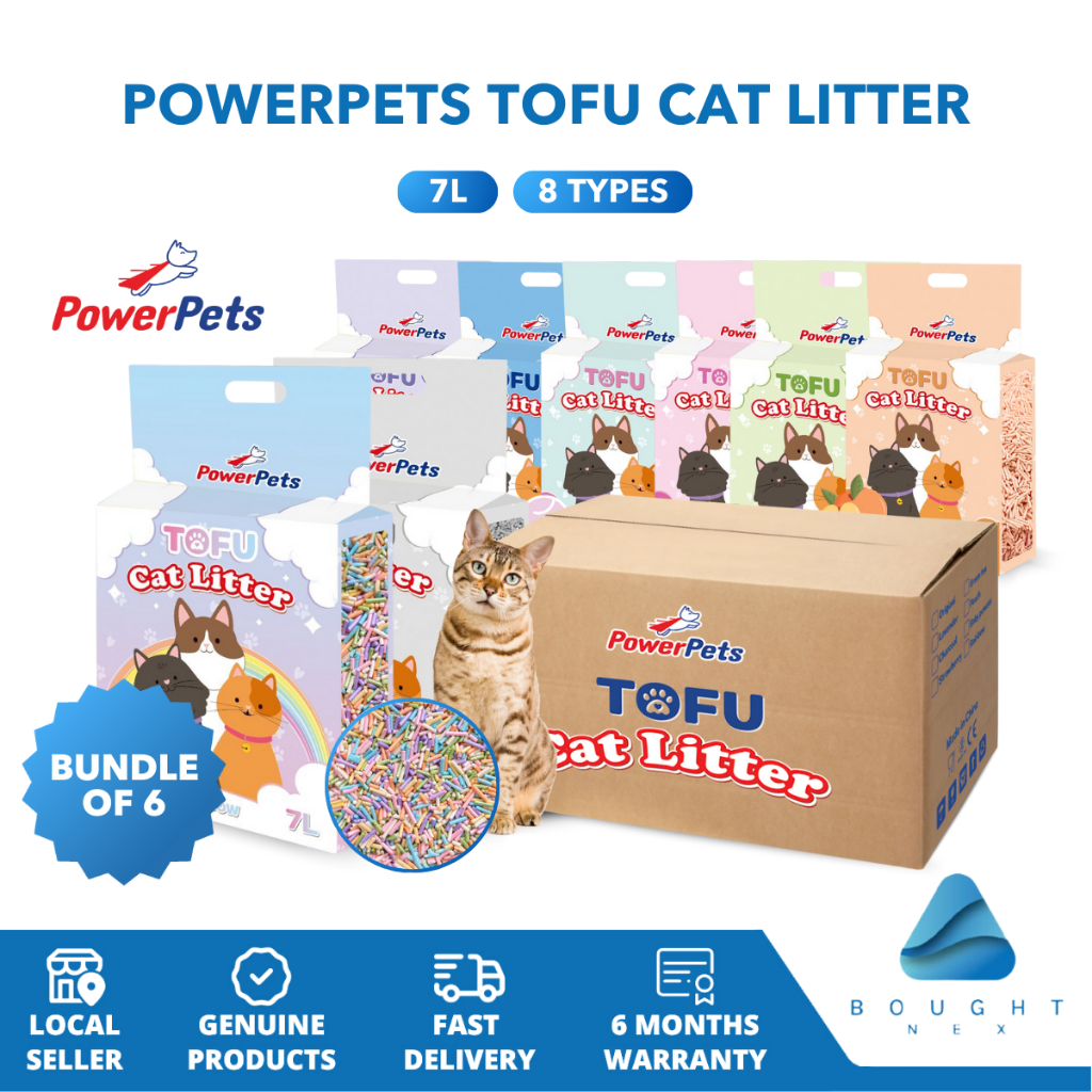 [Bundle of 6] PowerPets Tofu Cat Litter 7L Eco-Friendly Deodorizing ...