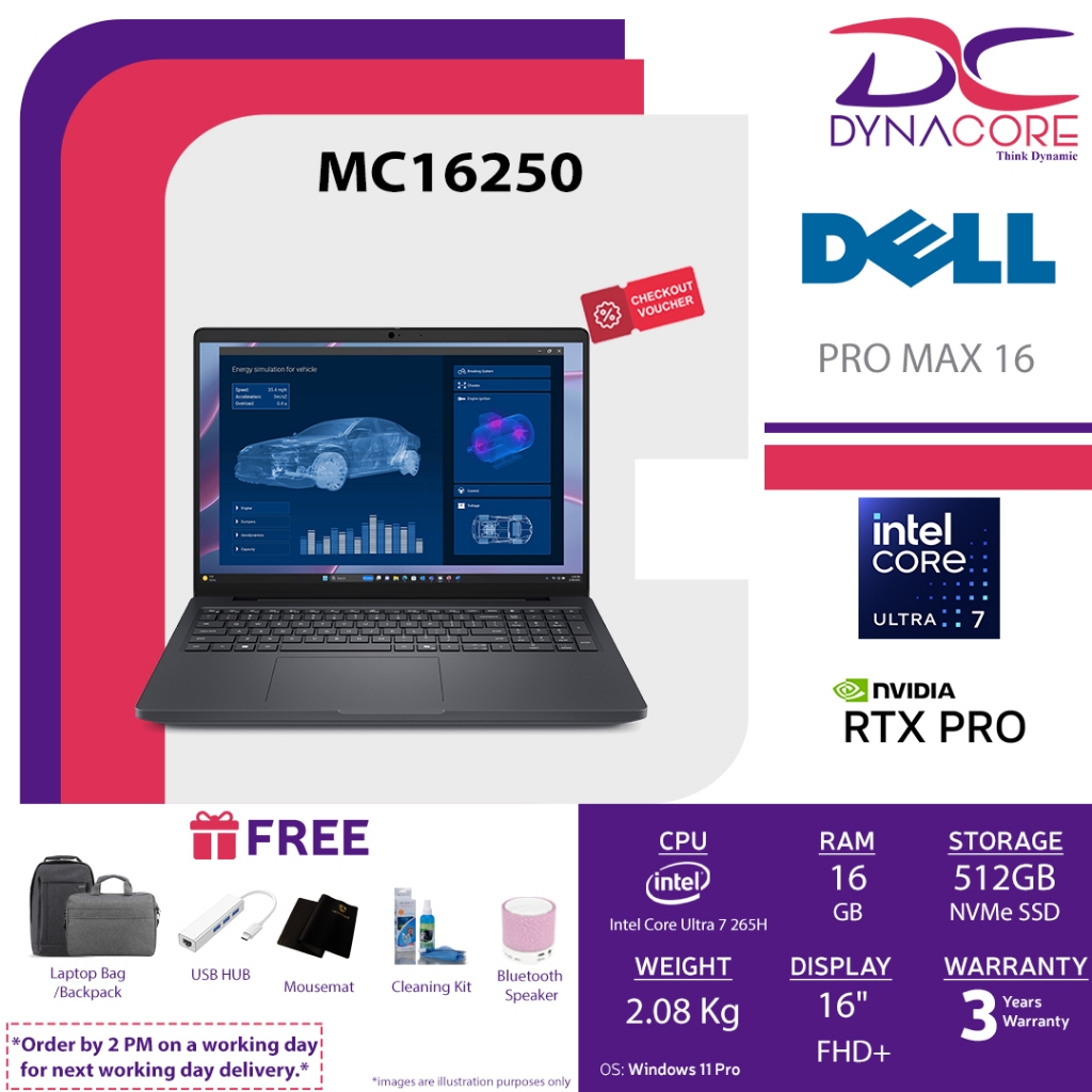 DELL PRO MAX 16 MC16250 (ULTRA 7 265H/16GB RAM/512GB SSD/RTX PRO 500 ...